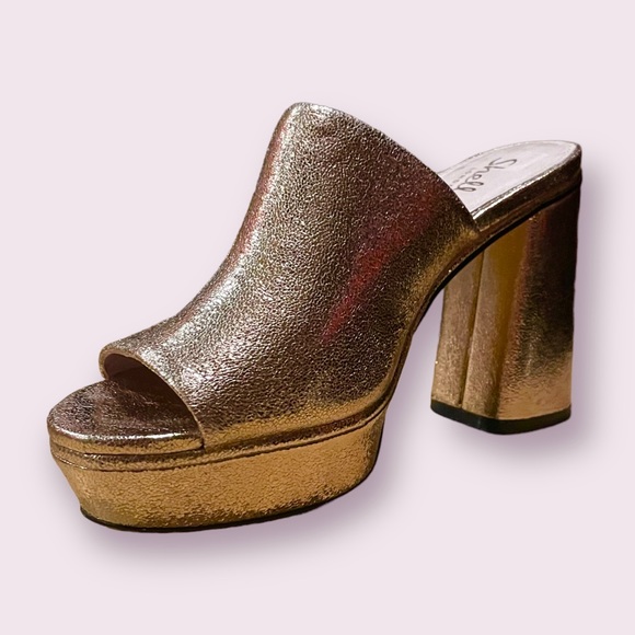 Shellys London | Shoes | Shellys London Gold Glitter Chunky Heel ...